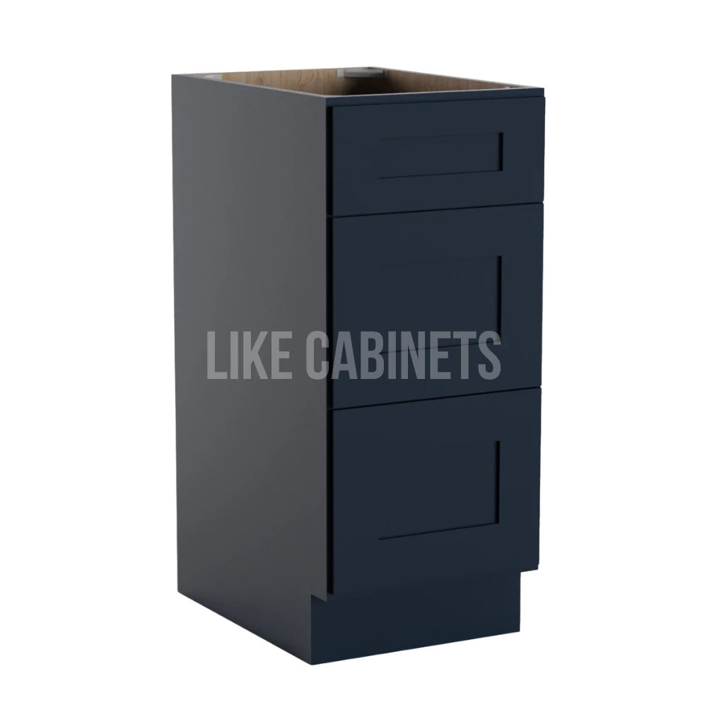 Navy Blue Shaker Vanity Three Drawer Base – Bold Shaker Bath Cabinet ...