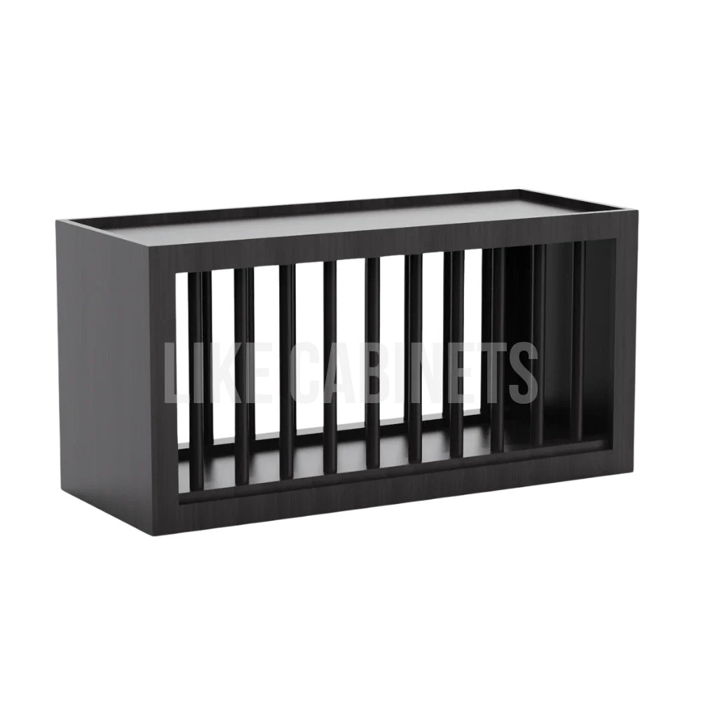 Smokey Ash Shaker Plate Rack – Wood Grain Dish Organizer – Like Cabinets